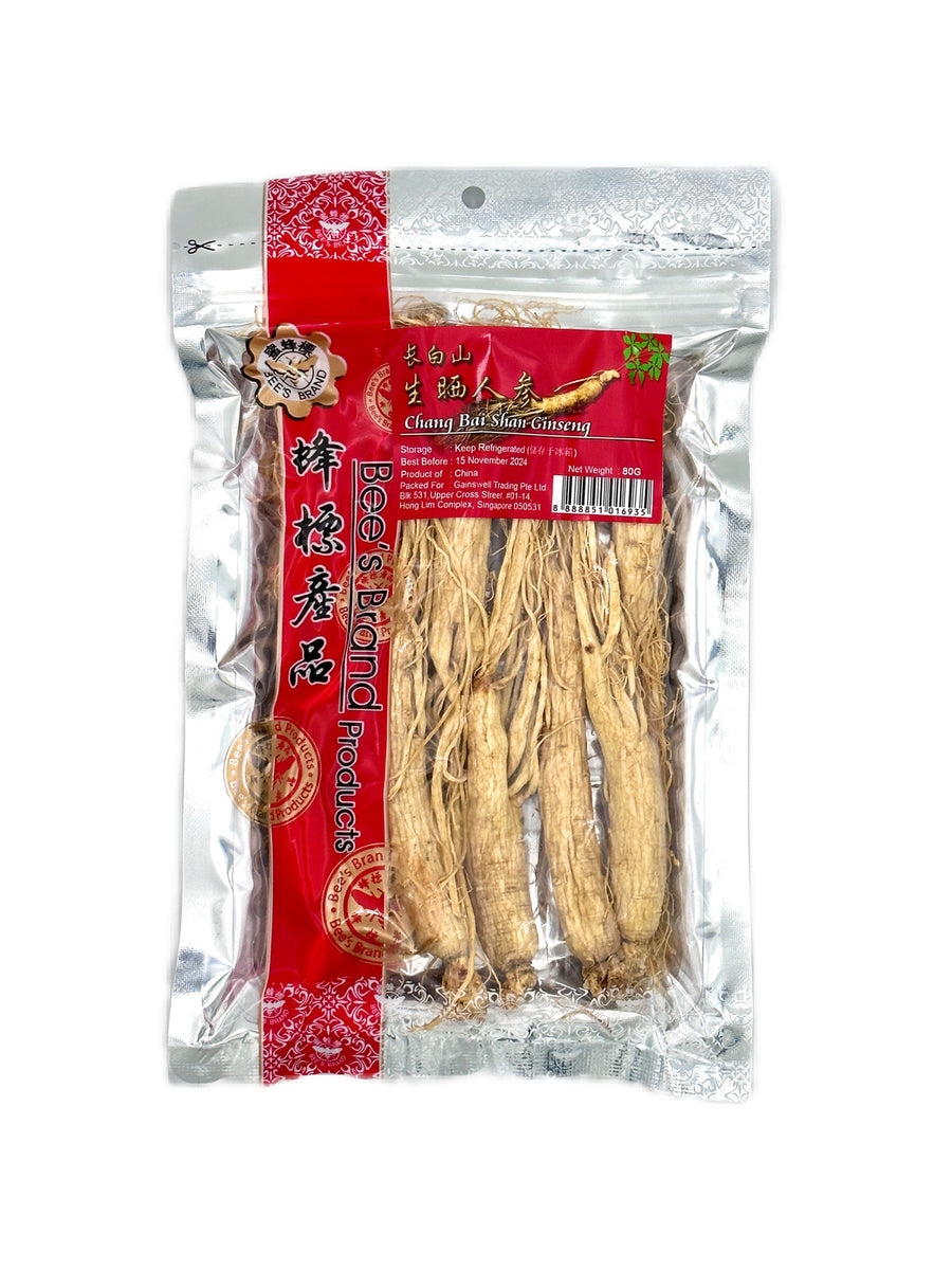 Chang Bai Mountain Ginseng 长白山生晒人参—80g – Bee's Brand